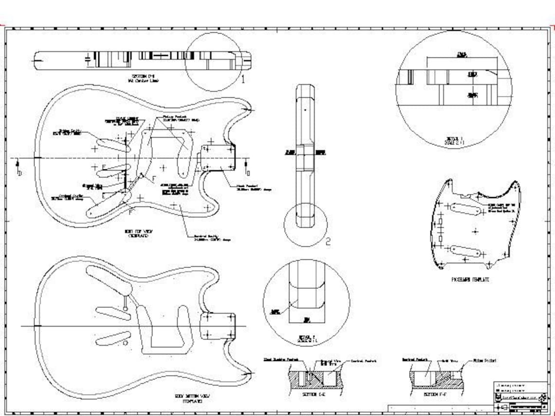 Fender Mustang Electric Guitar 01. PDF Plans Blueprint - Etsy