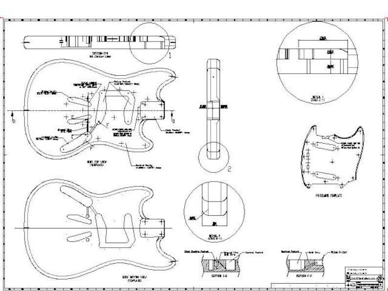 Fender Mustang Electric Guitar 01. PDF Plans Blueprint - Etsy