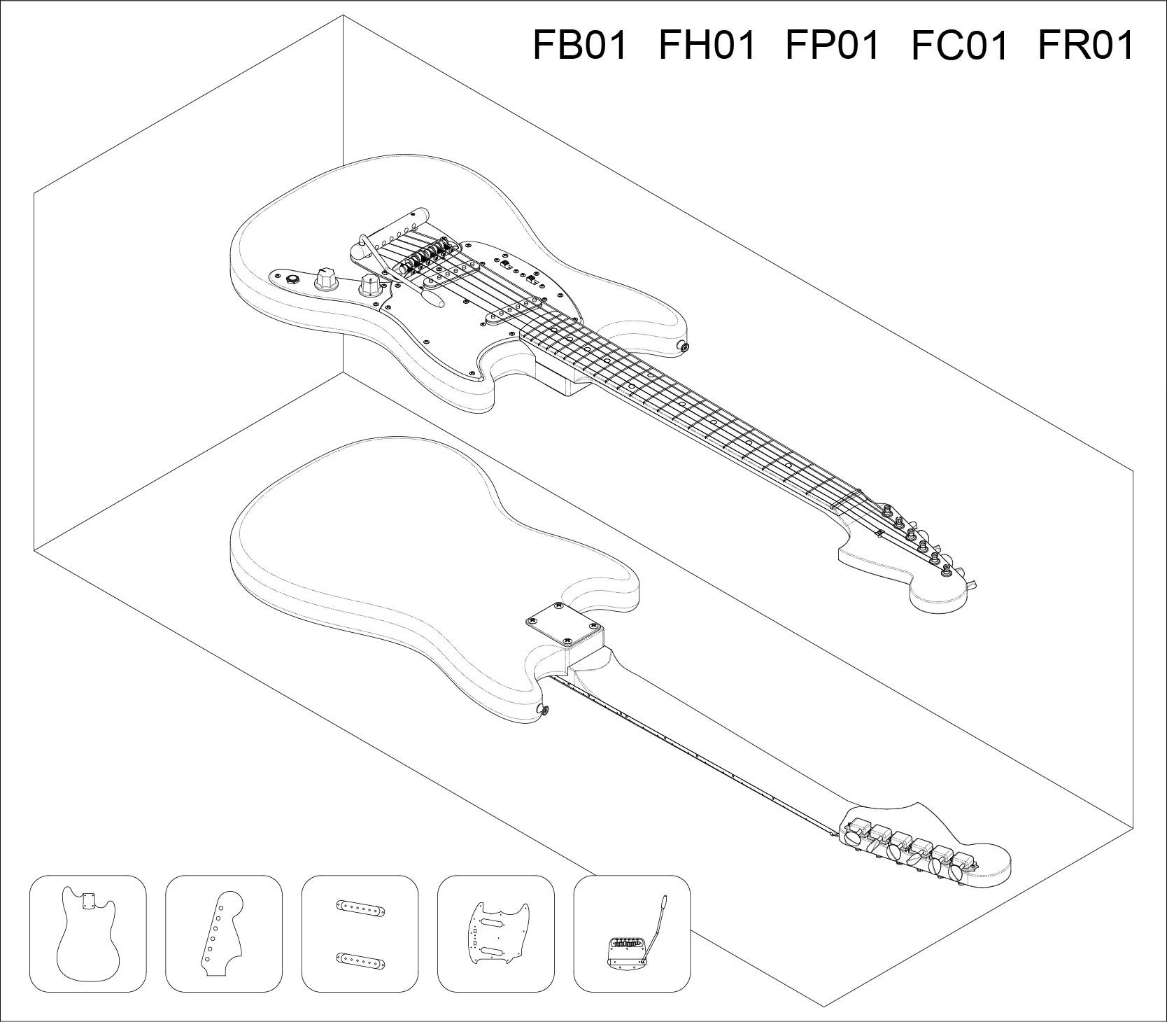Fender Mustang Electric Guitar 01. PDF Plans Blueprint - Etsy