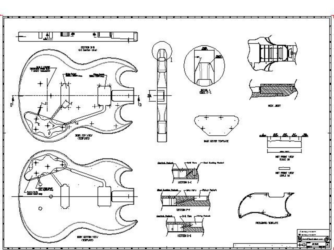 Gibson SG Bass - Electric Bass 01. PDF Pans Blueprint - Etsy