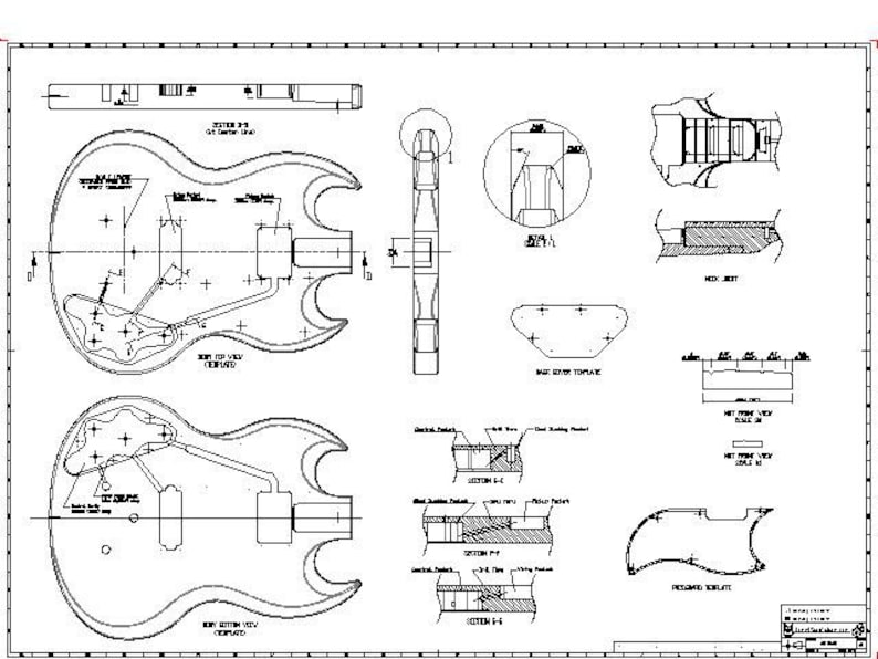 Gibson SG Bass - Electric Bass 01. PDF Pans Blueprint - Etsy