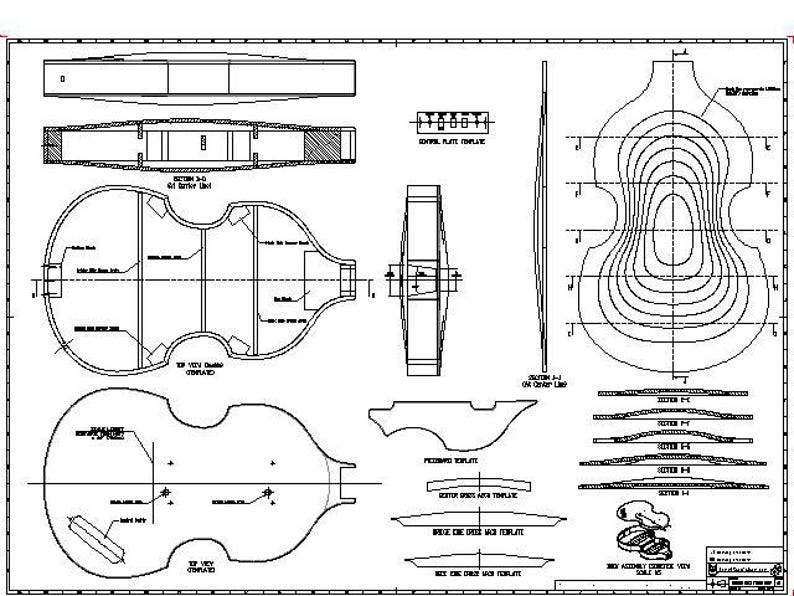 Hofner 500/1 Violin Bass PDF Plans Blueprint – Electric Bass 01 - Etsy