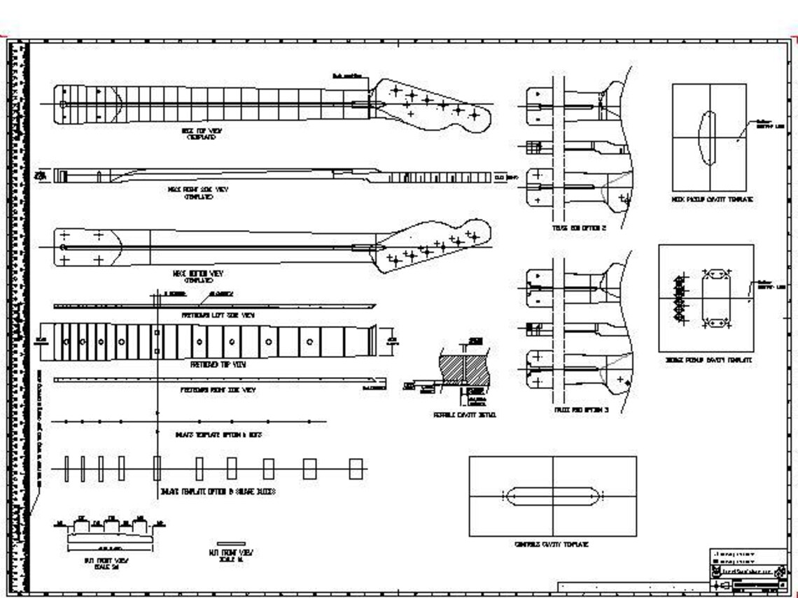 Telecaster Electric Guitar Short Bridge HS PDF Plans Blueprint 02 - Etsy
