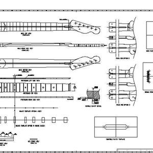 Telecaster Electric Guitar Short Bridge HS PDF Plans Blueprint 02 - Etsy