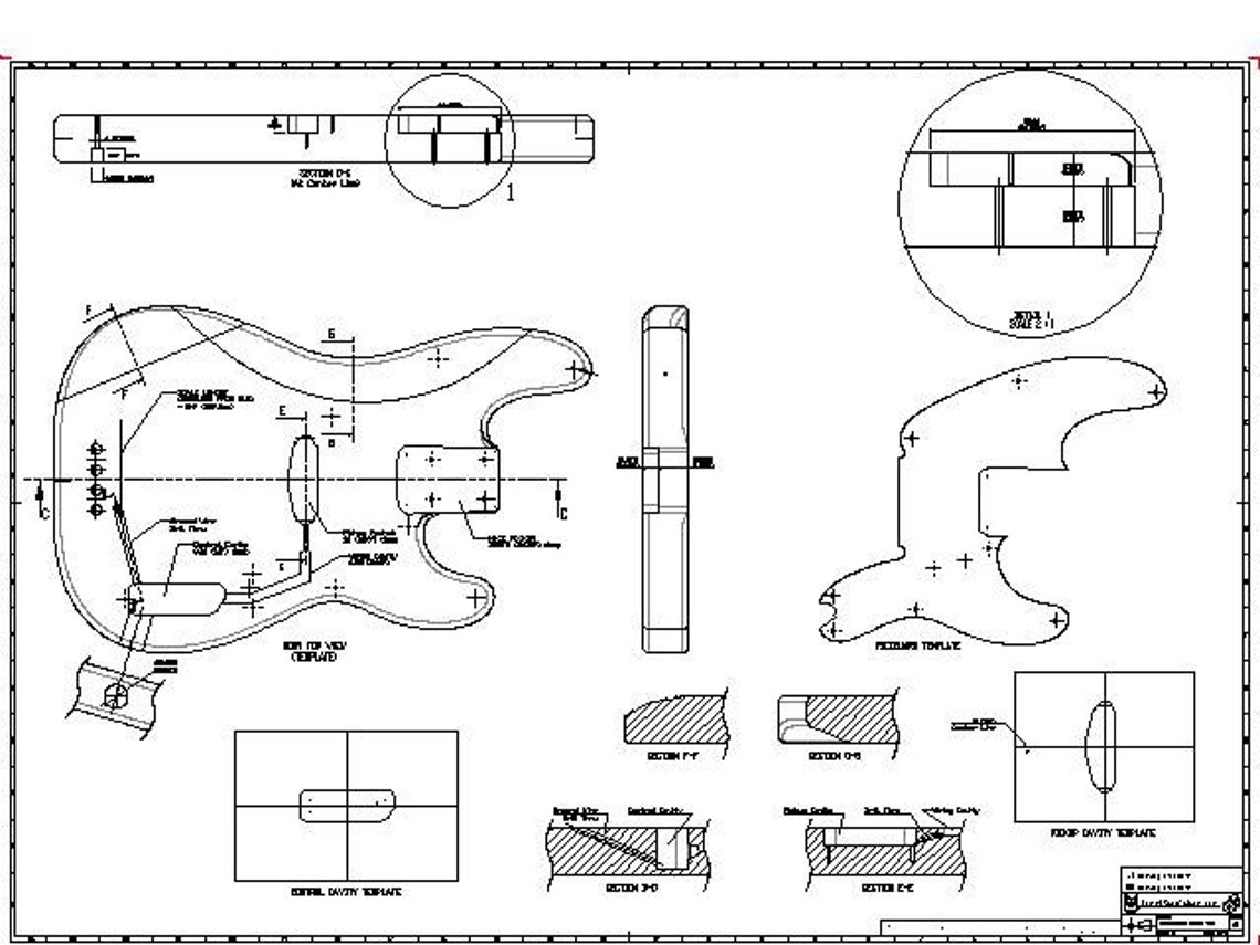Fender Precision Bass '53 Electric Bass 03. PDF Plans Blueprint - Etsy UK