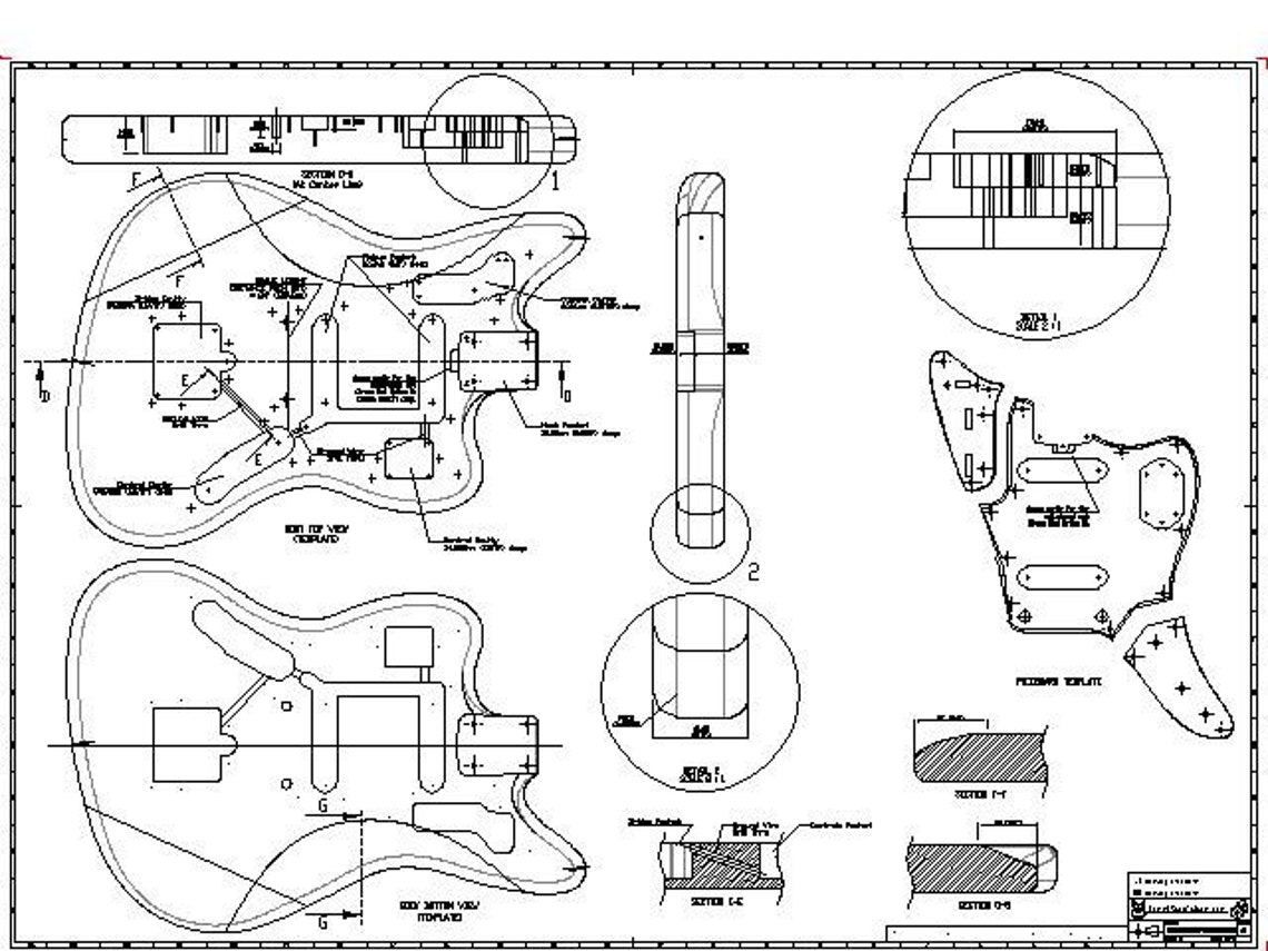 Fender Jaguar Electric Guitar 01.PDF Plans Blueprint - Etsy