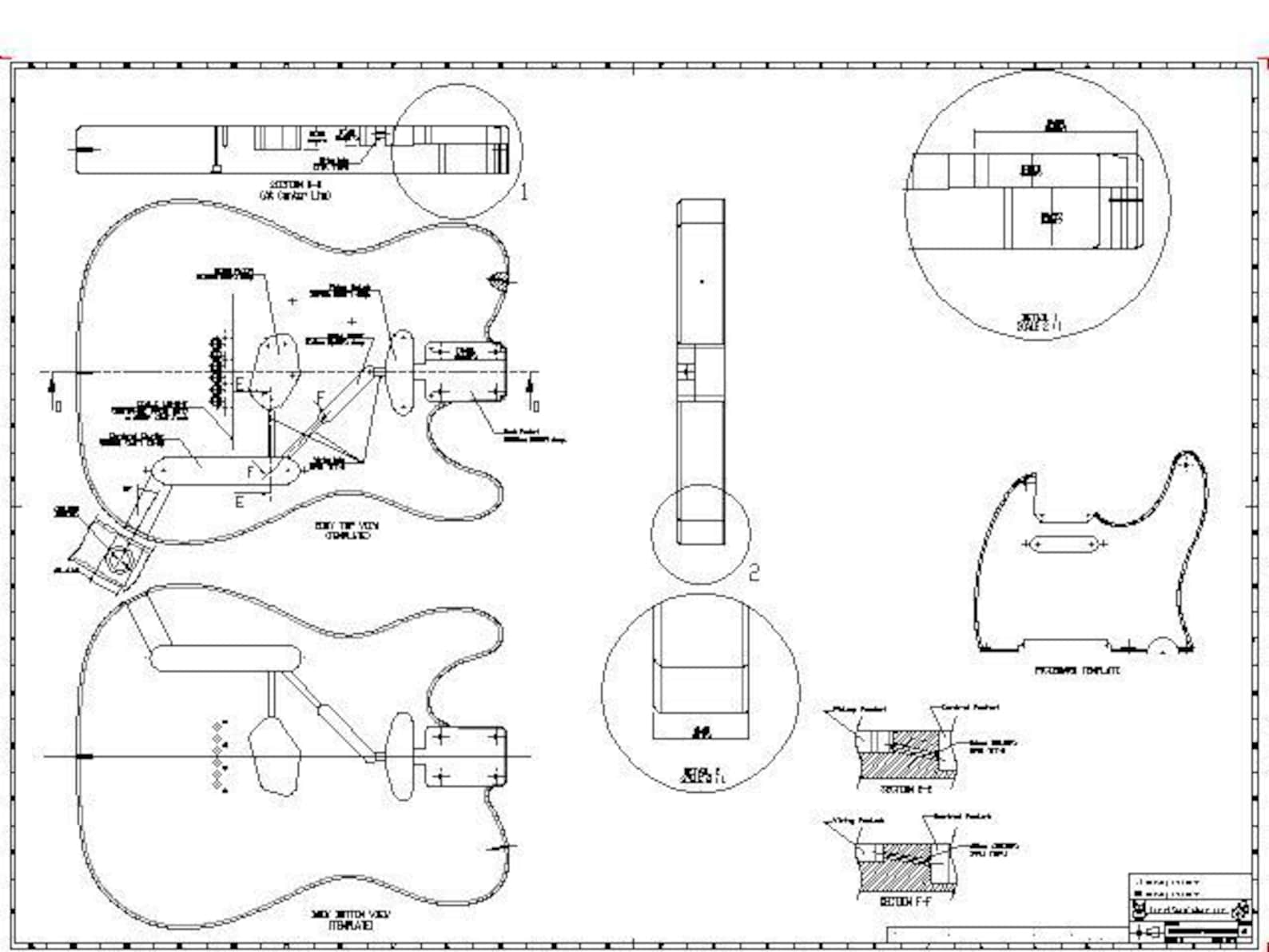 Telecaster Electric Guitar PDF Plans Blueprint 01 - Etsy