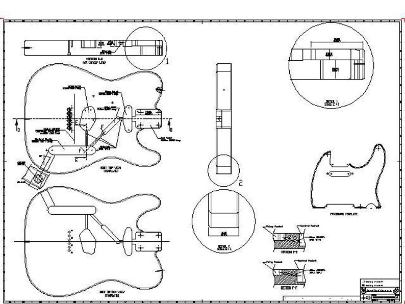 Telecaster Electric Guitar PDF Plans Blueprint 01 - Etsy