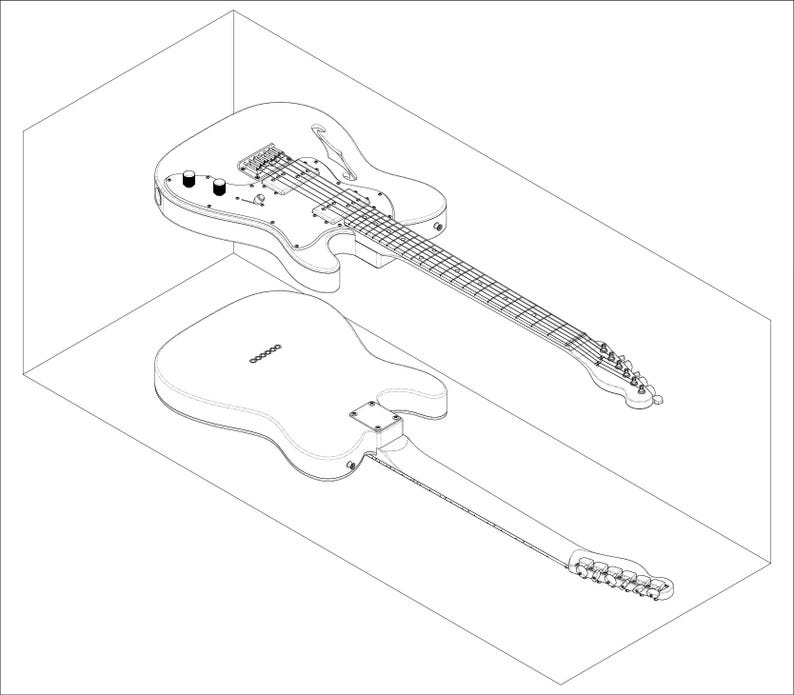Telecaster Thinline '72 Electric Guitar PDF Plans Blueprint 08 - Etsy