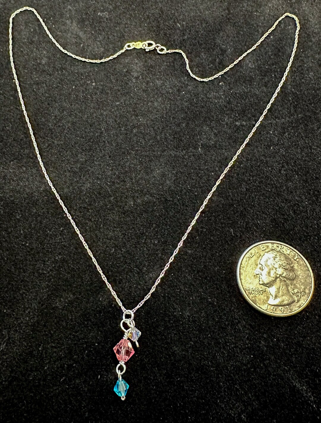 Crystal and Sterling Silver Transgender Pride Necklace - Etsy