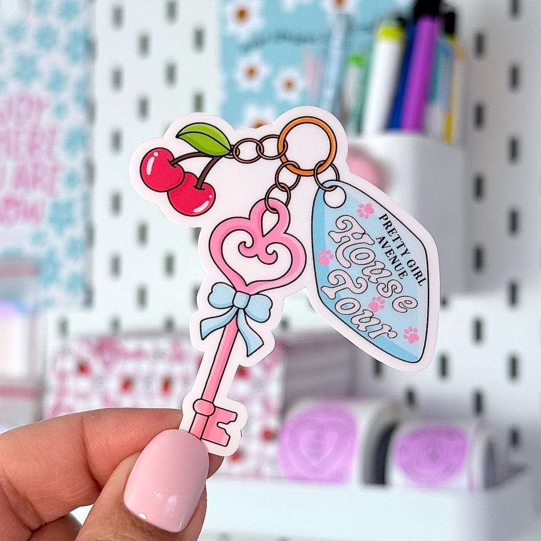 Pink Key Vinyl Sticker - Girly, Water Bottle Decal - Etsy