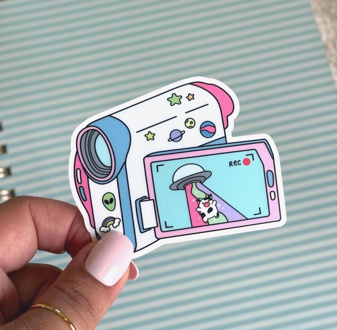 Alien Abduction Camcorder Sticker – Cute UFO Cow Vinyl – Funny Alien ...