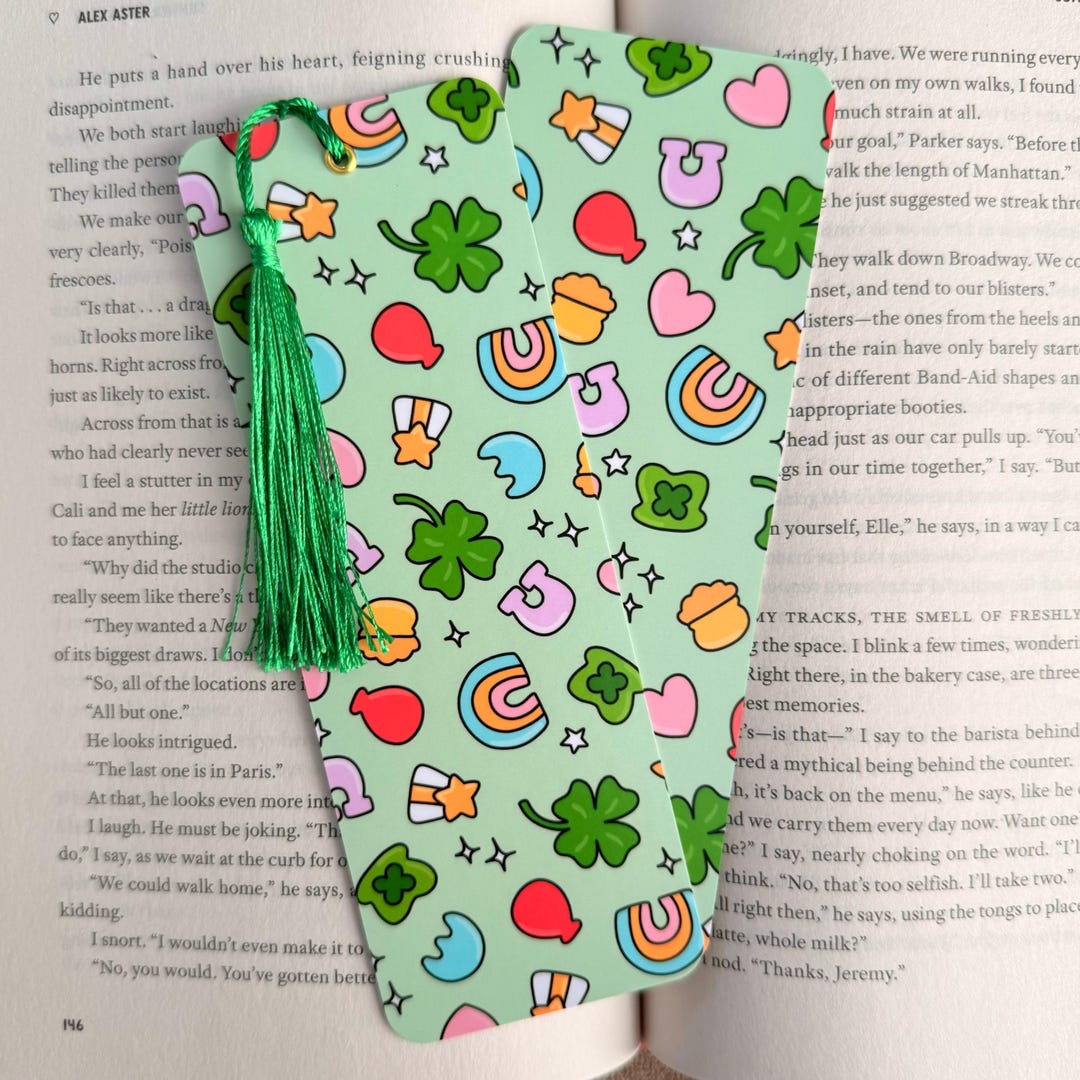 Lucky Charms Bookmark - Green Double Sided Bookmark - Matte Laminated ...