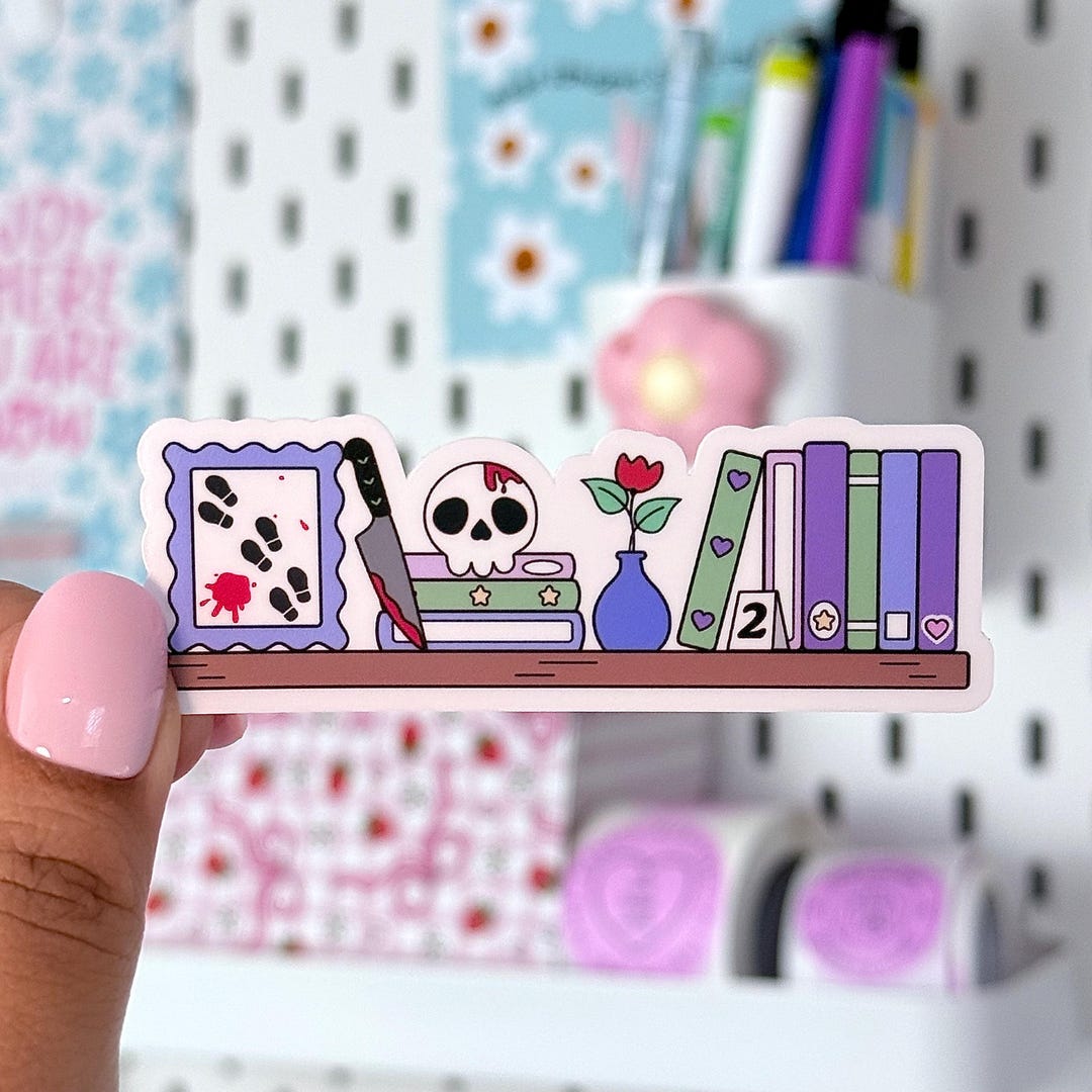 Thriller Book Lover Bookshelf Sticker - Etsy