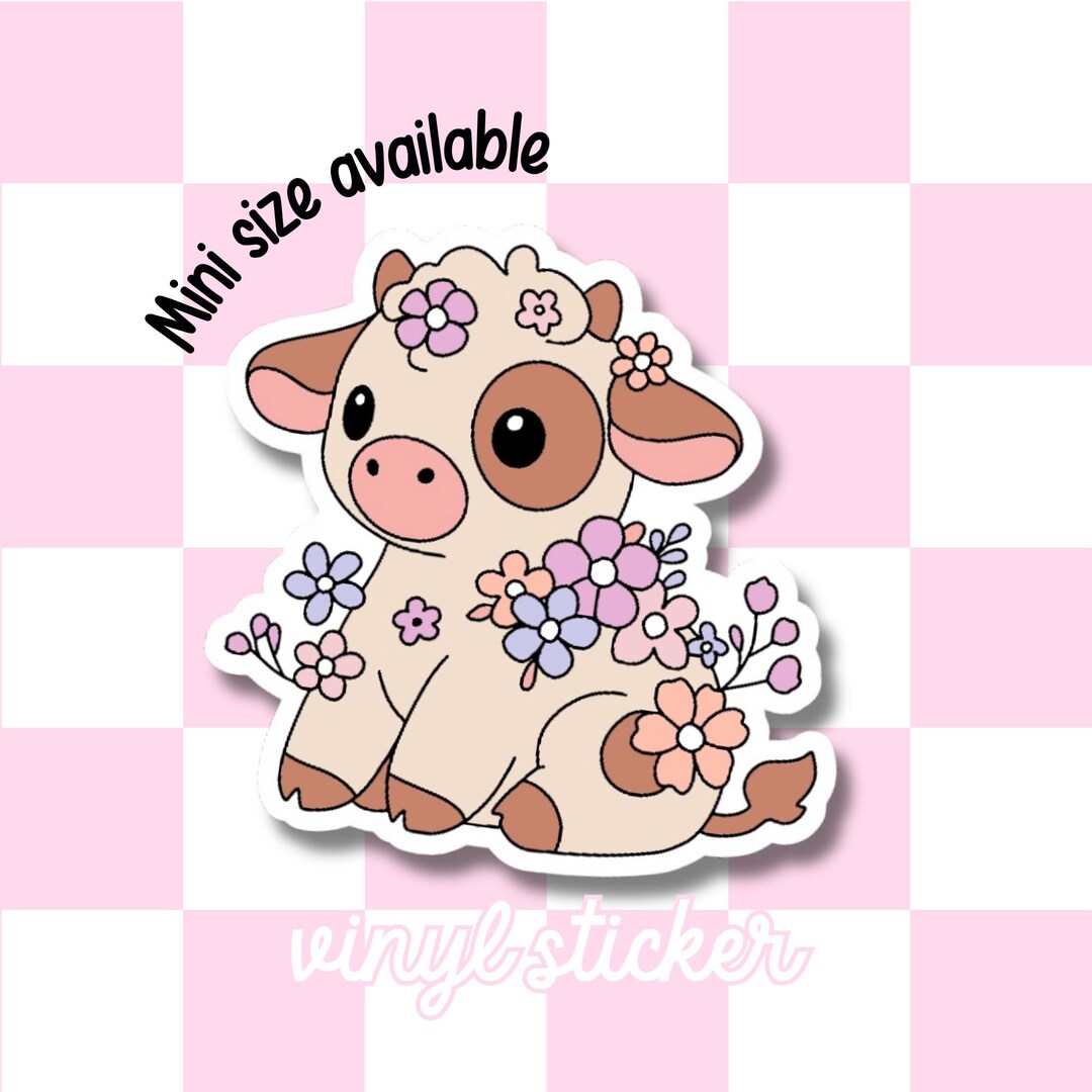 Vinyl Sticker || Cute Cow Sticker | Cottage Core Aesthetic Matte Vinyl ...