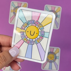 Pure Sunshine Smiling Sun Sticker Colorful Positive Sticker, Cheerful ...