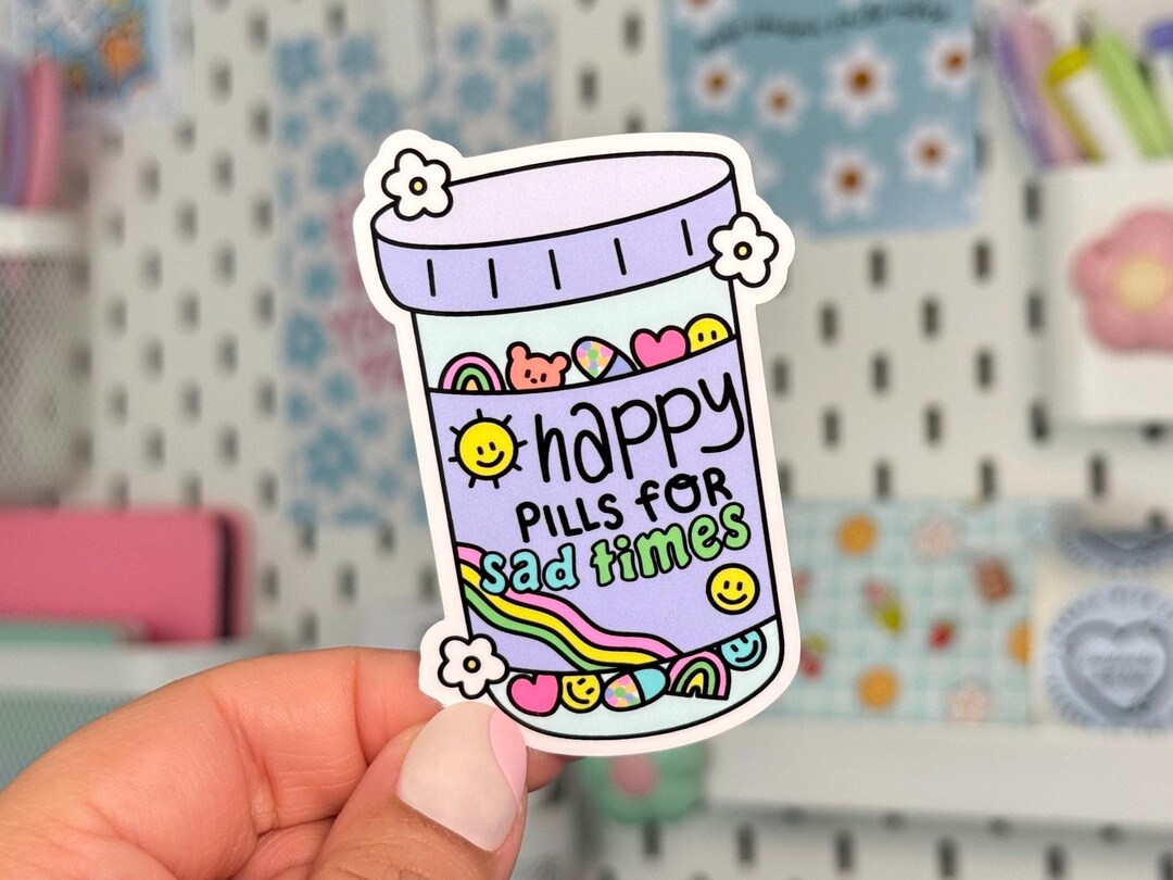 Happy Pills Vinyl Sticker | Trendy Decal, Handmade - Etsy