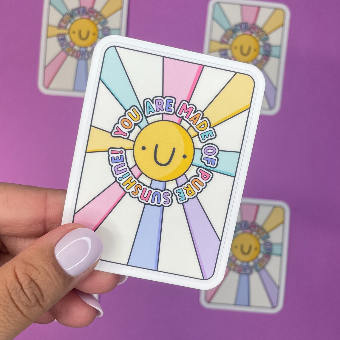 Pure Sunshine Smiling Sun Sticker Colorful Positive Sticker, Cheerful ...