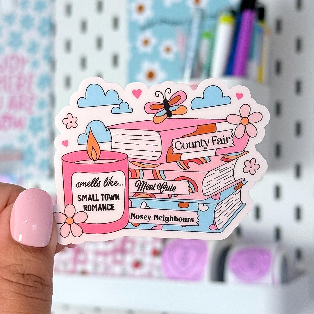 Small Town Romance Book Stack Sticker - Cozy Bookworm - Etsy