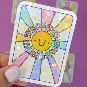 Pure Sunshine Smiling Sun Sticker Colorful Positive Sticker, Cheerful ...