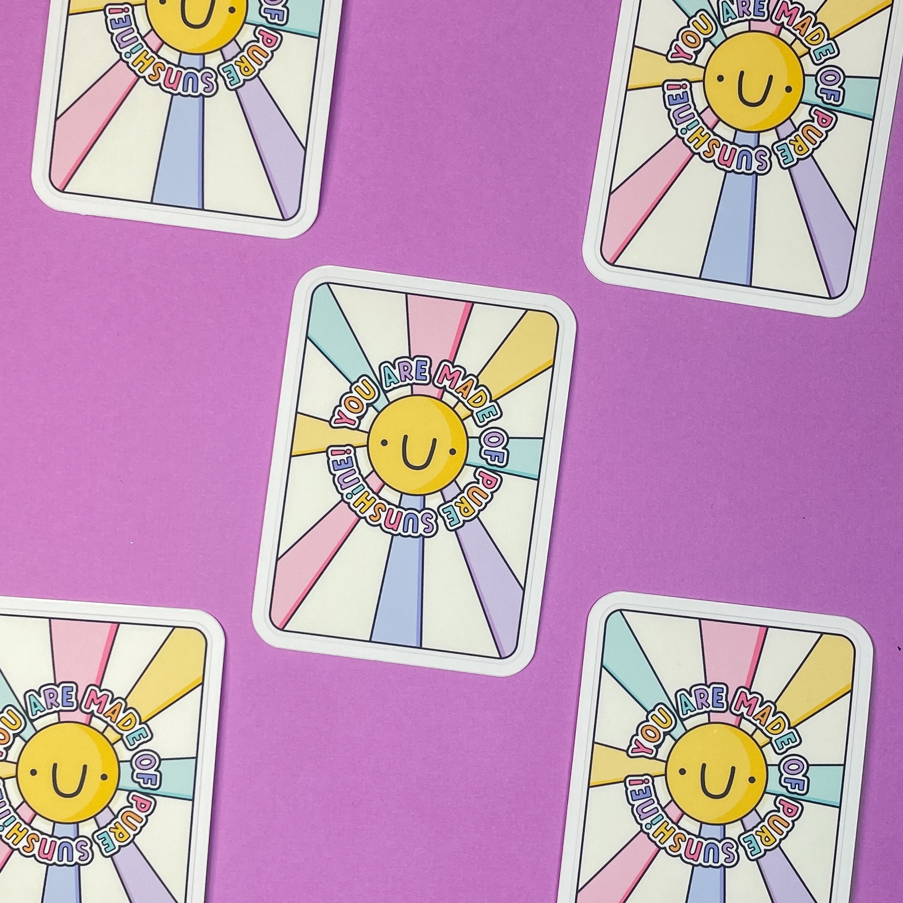 Pure Sunshine Smiling Sun Sticker Colorful Positive Sticker, Cheerful ...
