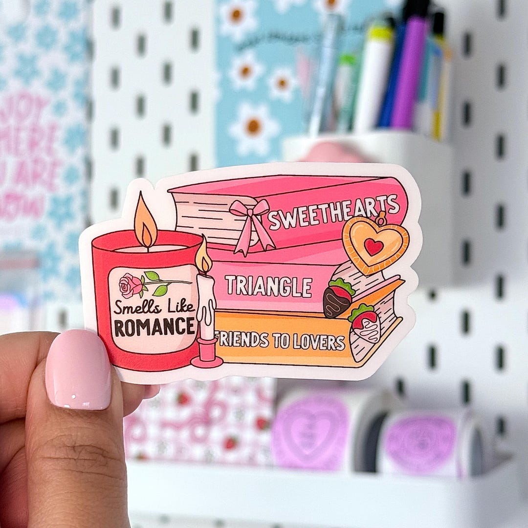 Romance Book Stack Vinyl Sticker - Etsy