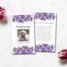 Editable Purple Flower Prayer Card Template, Memorial Prayer Cards ...
