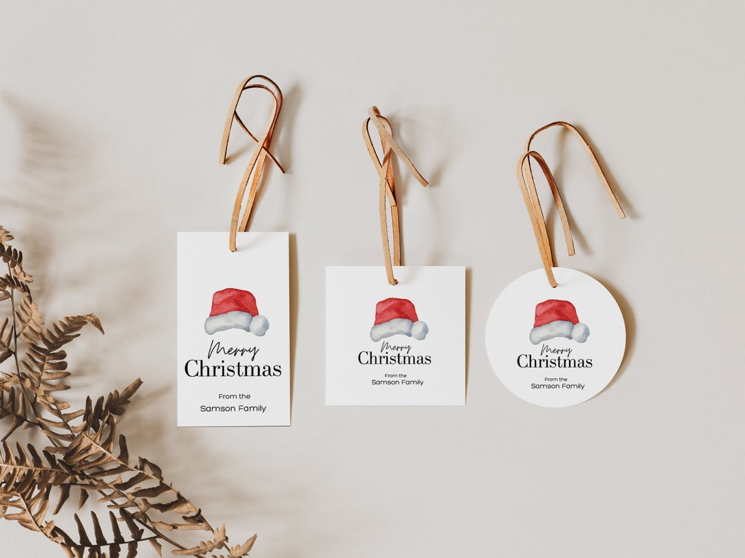 Editable Christmas Tag Bundle, Santa Hat Gift Tag Template ...