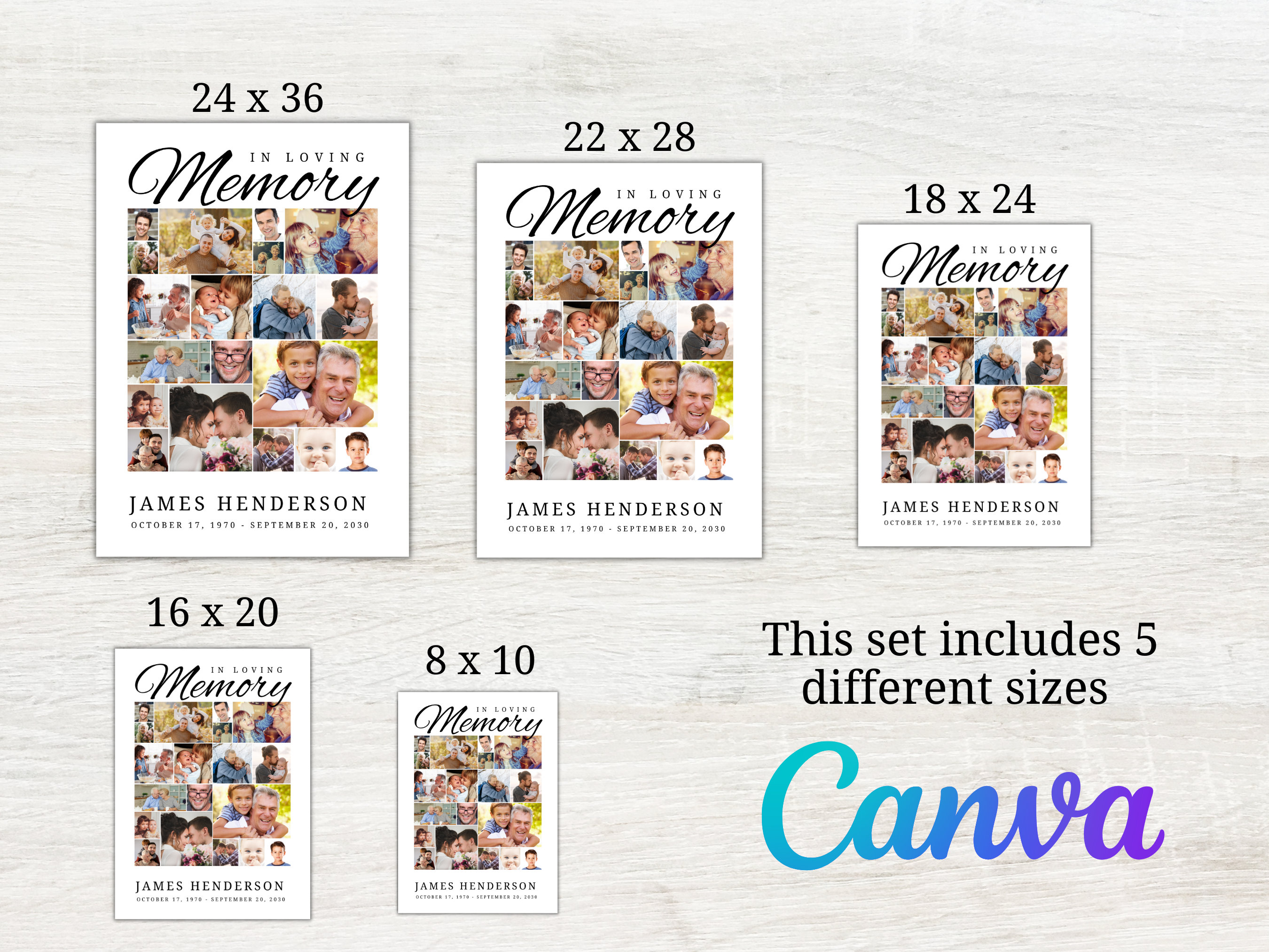 Editable Memorial Poster Template, in Loving Memory Collage Template ...