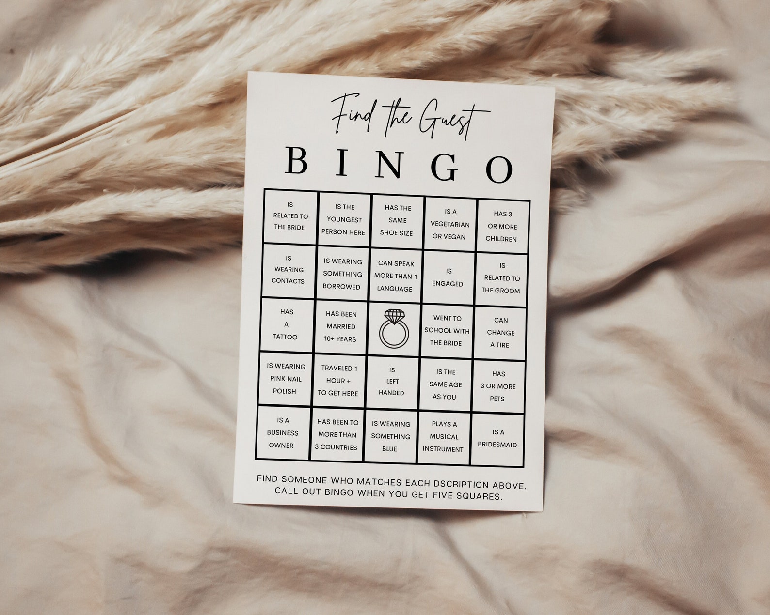 Find the Guest Bingo Wedding Bingo Game Bridal Shower Games - Etsy