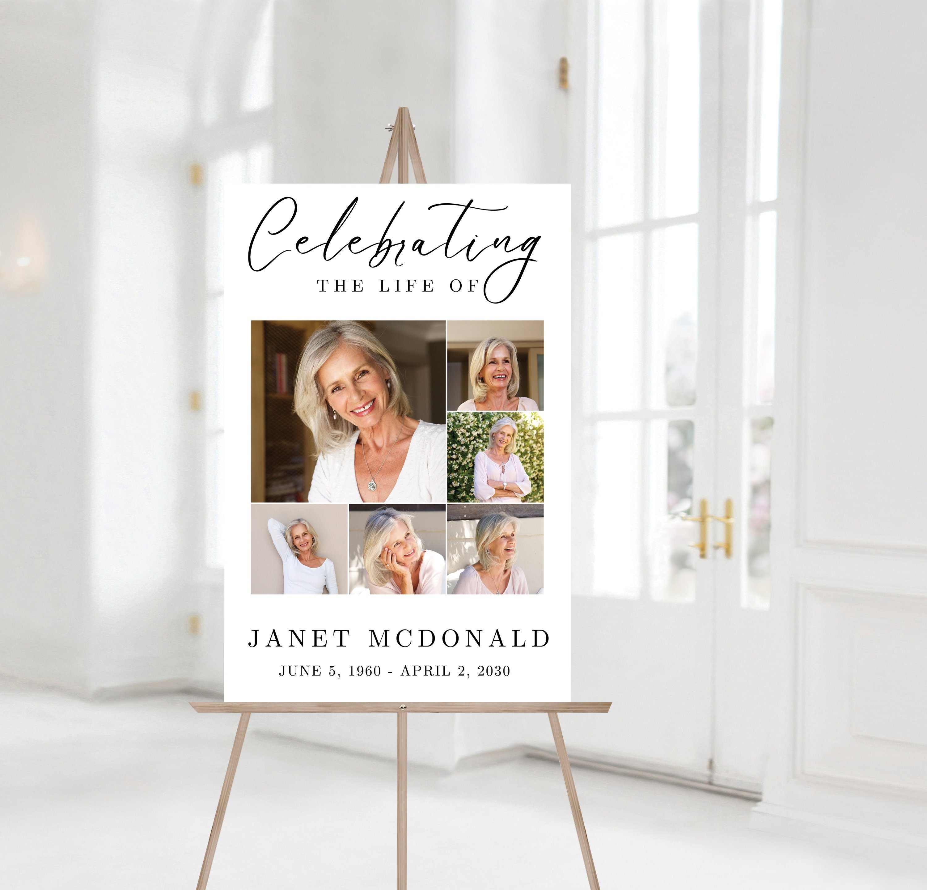 Editable Funeral Welcome Poster, Celebration of Life Collage Template ...
