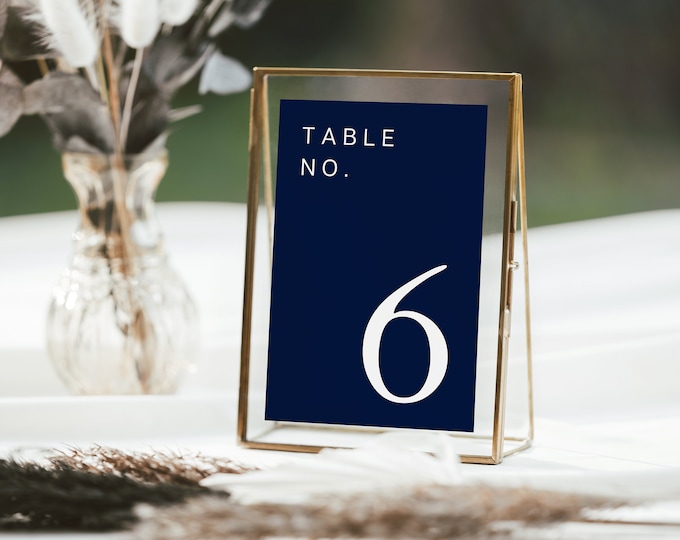 Navy Blue Table Number Card Template Wedding Table Numbers - Etsy