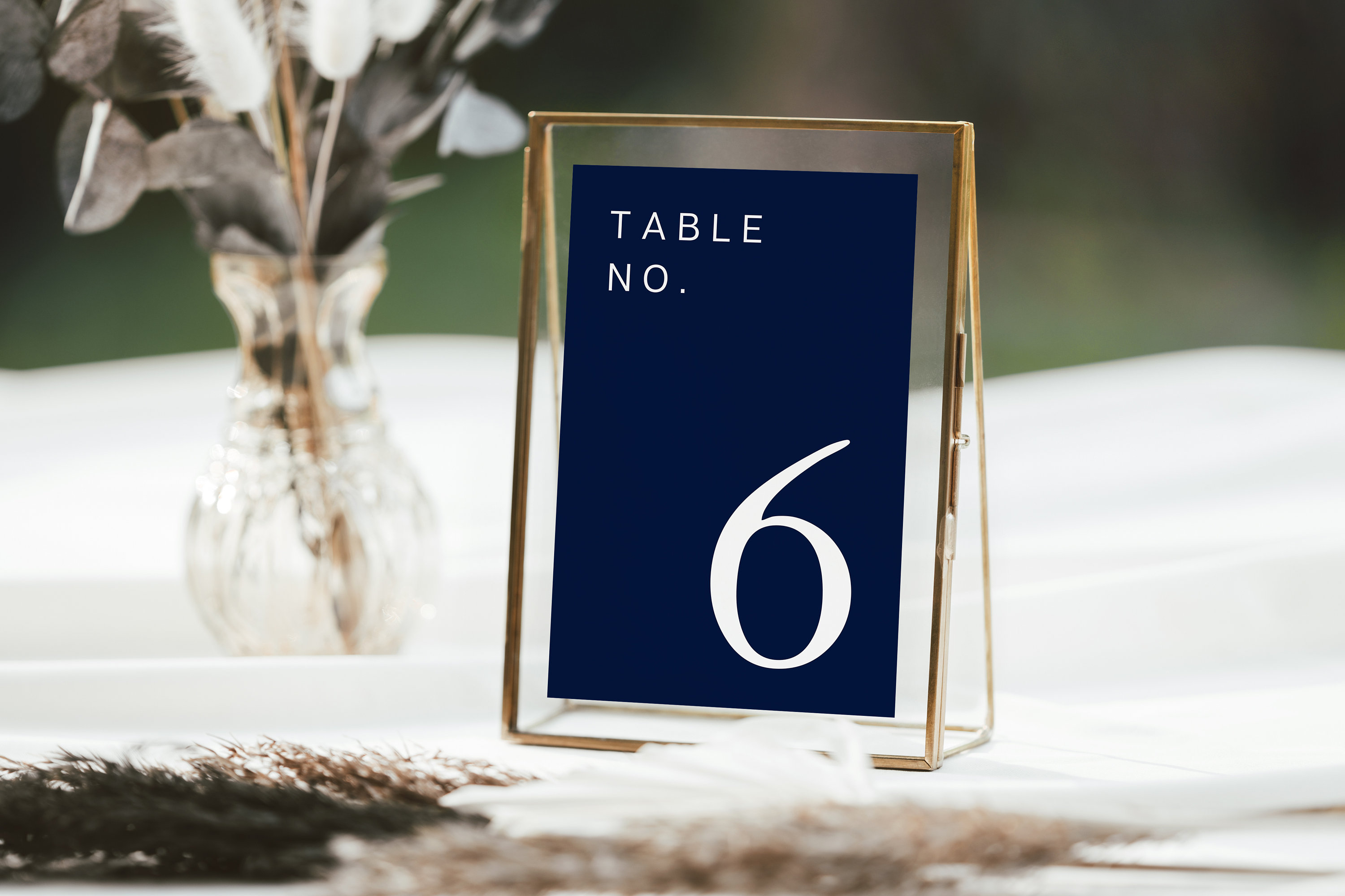 Navy Blue Table Number Card Template, Wedding Table Numbers Printable ...