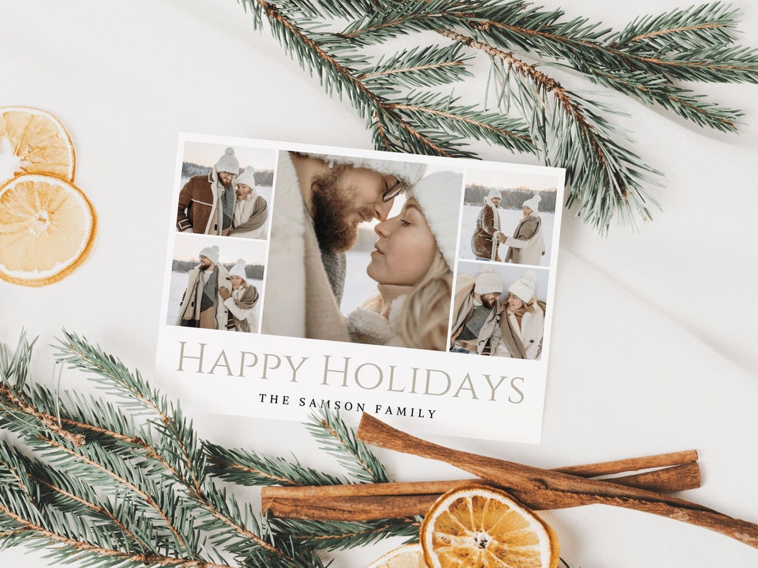 Modern Collage Holiday Card Template, Christmas Photo Card, Holiday ...
