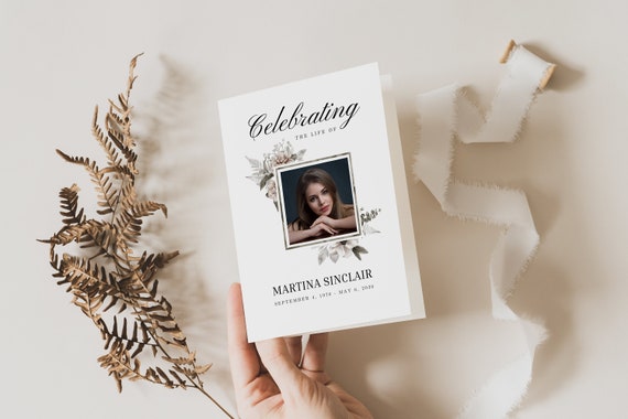 Editable White Floral Funeral Program Celebration of Life - Etsy