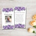 Editable Purple Flower Prayer Card Template, Memorial Prayer Cards ...