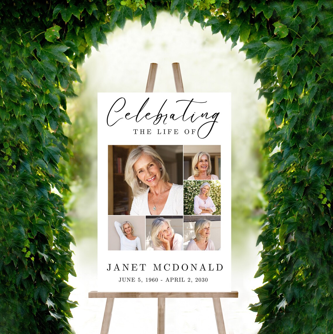 Editable Funeral Welcome Poster Celebration Of Life Collage Template