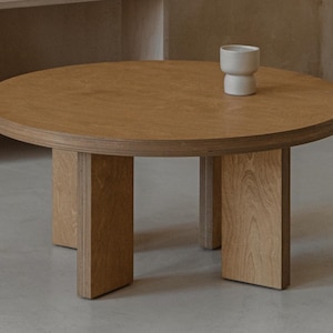 OTOTO.23 Minimalist Round Coffee Table in Japandi Style, Plywood Coffee ...