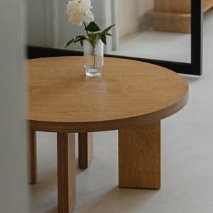 OTOTO.23 Minimalist Round Coffee Table in Japandi Style, Plywood Coffee ...