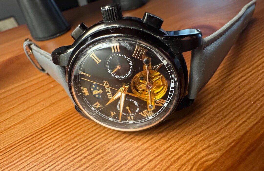 Men’s Automatic Moon Phase Skeleton Display Watch - Etsy