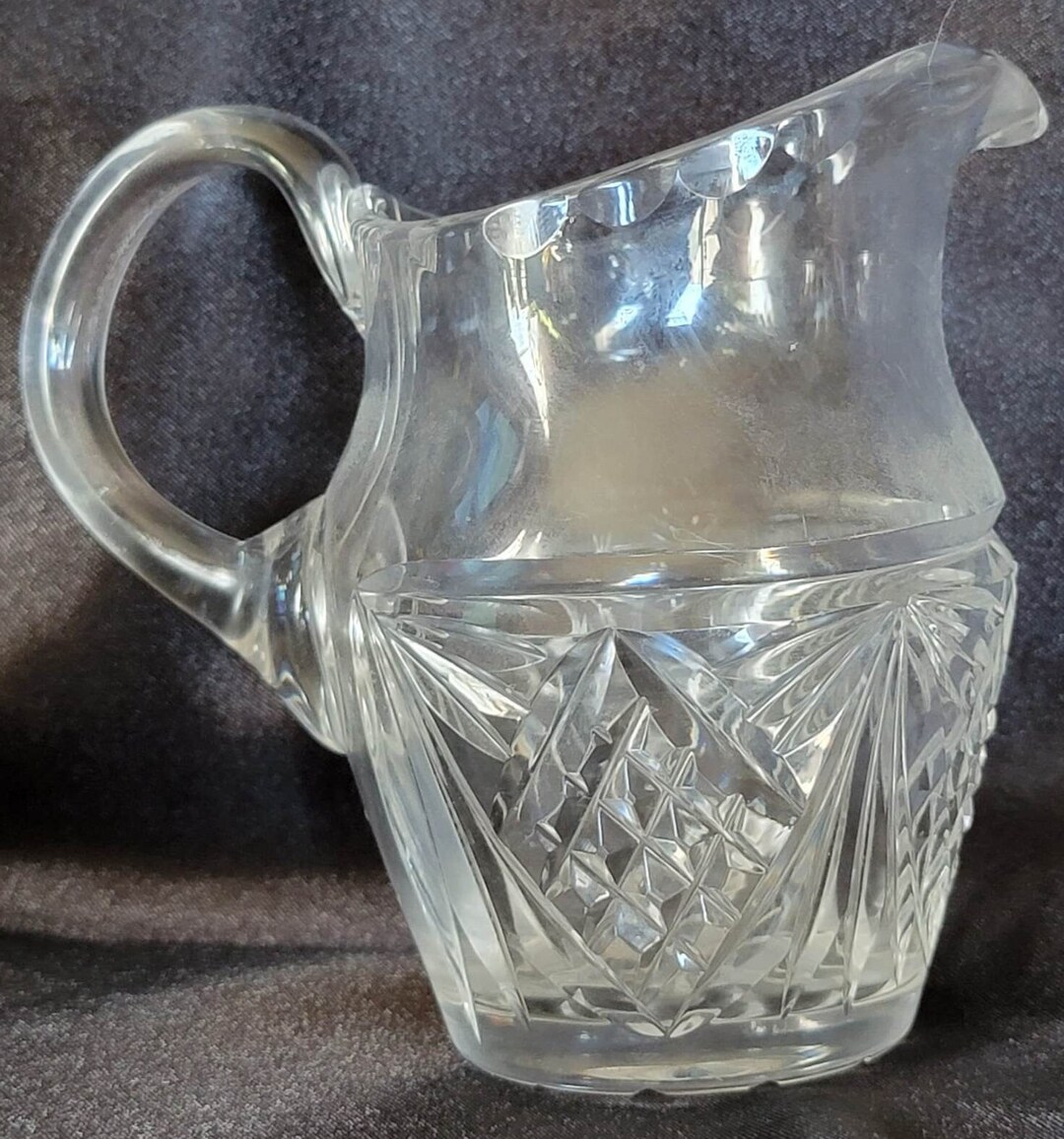 Vintage Clear Pressed Cut Glass Creamer - Etsy