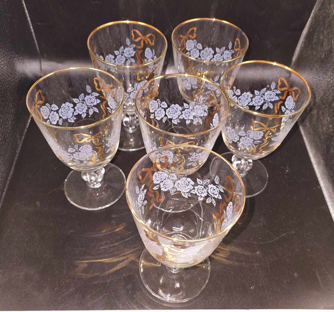 Libbey rose Classic Water Goblets SET OF 6 CIRCA 1953 Discontinued - Etsy