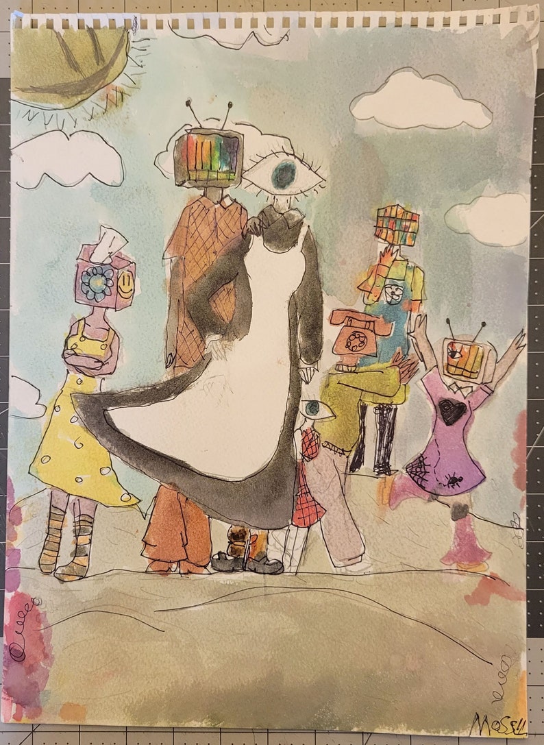 Weirdcore Family Watercolor 11x14 - Etsy