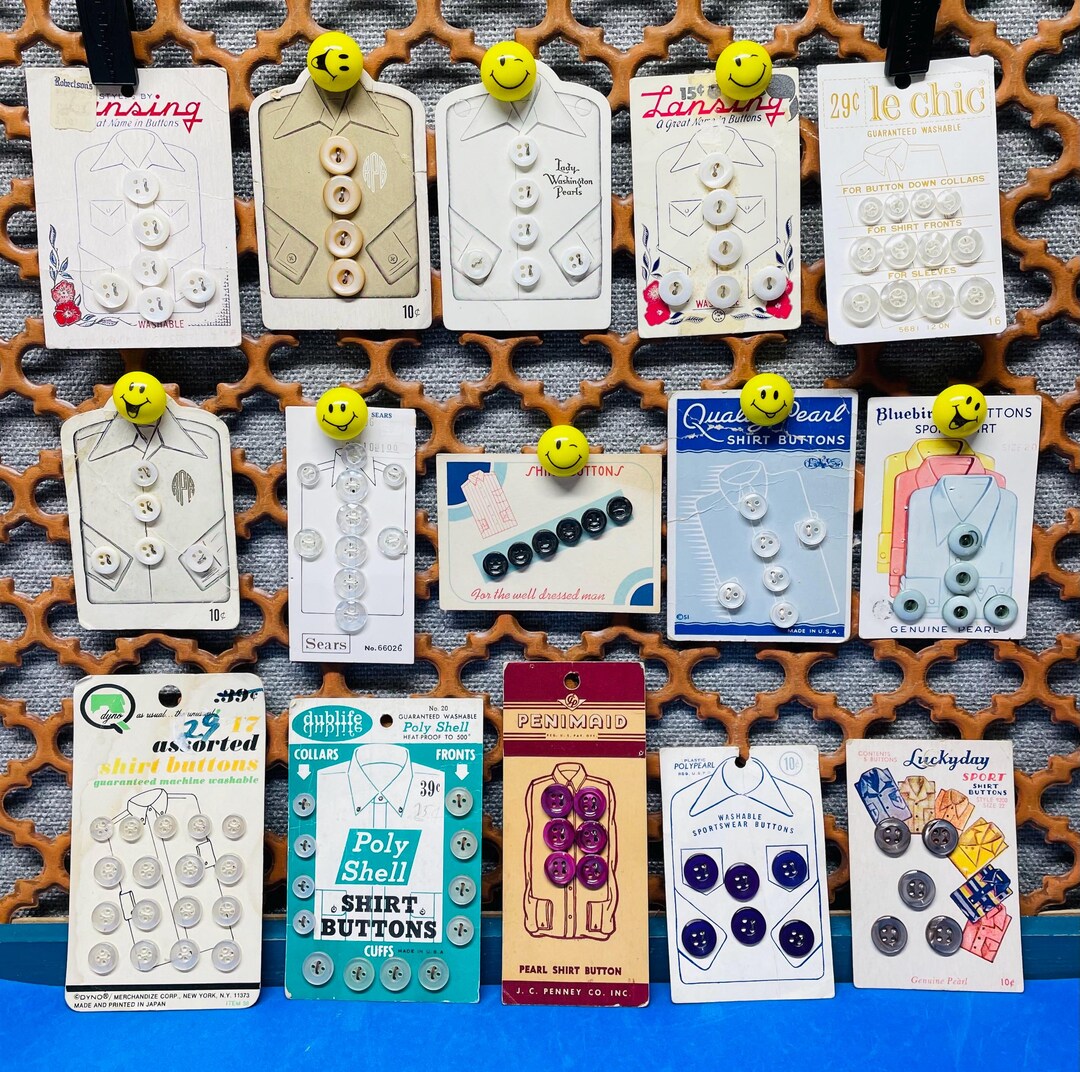 Antique Vintage Complete Button Cards Lot of MOP &/or Plastic Buttons ...