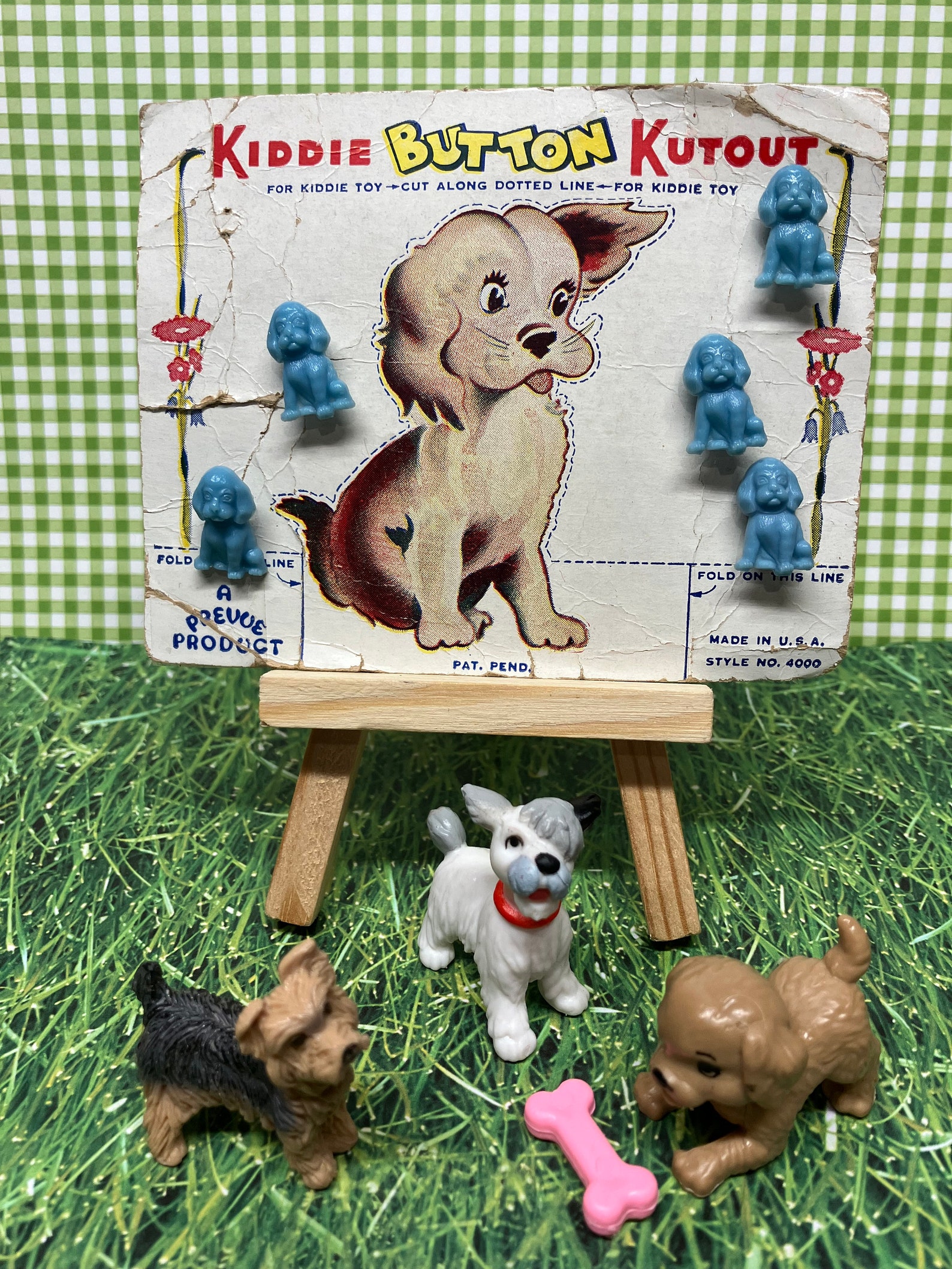 Prevue Kiddie Button Kutout Card With Blue Pups - Etsy