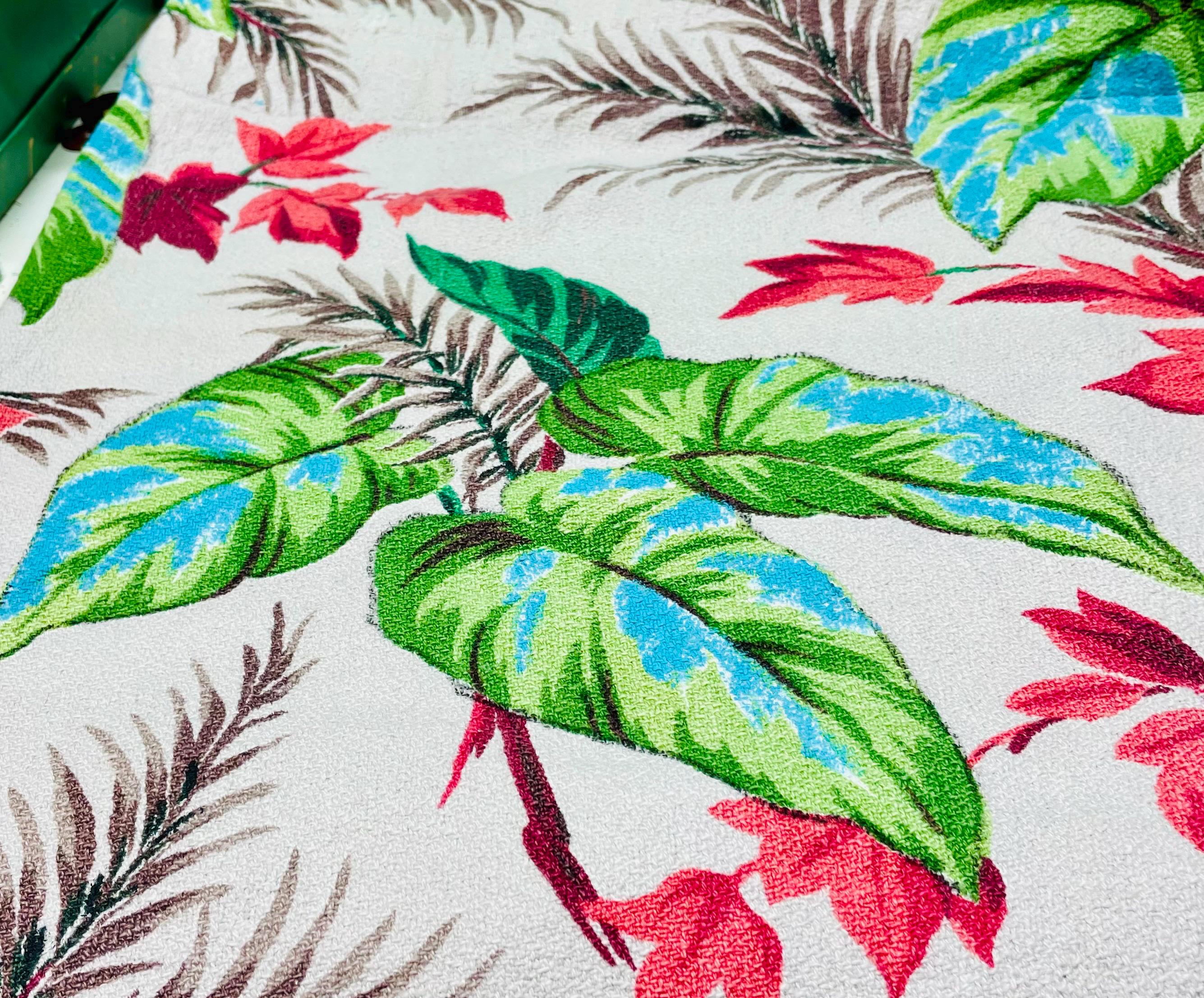 1930-40s Barkcloth Hawaiian Beachy Theme 230”X20” Valance With 4 Pillow ...