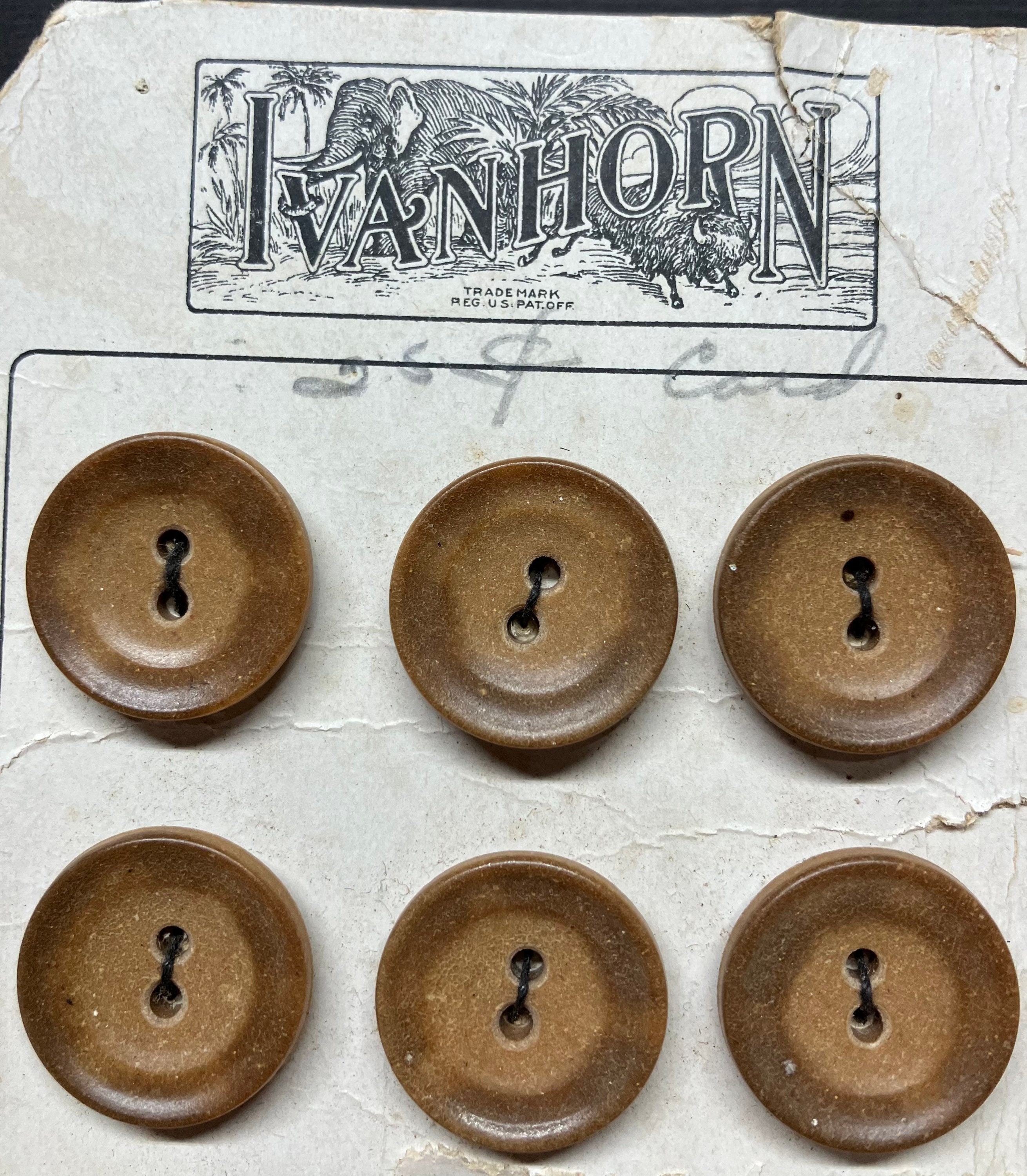 Vintage Ivan Horn Button Card, Two-tone Brown Celluloid Buttons - Etsy