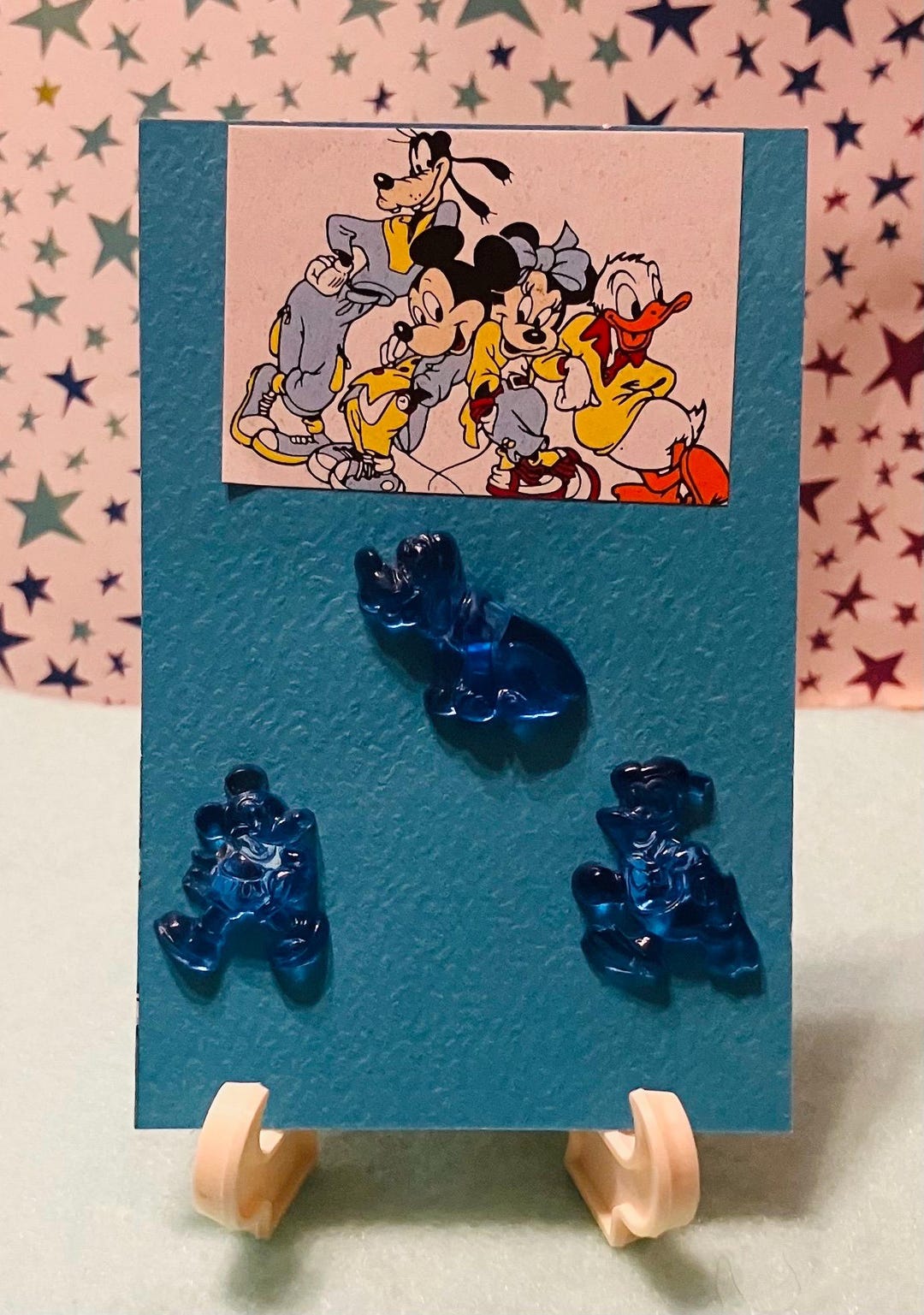 Three Realistic Clear Blue Plastic Disney Characters. One mickey Mouse ...