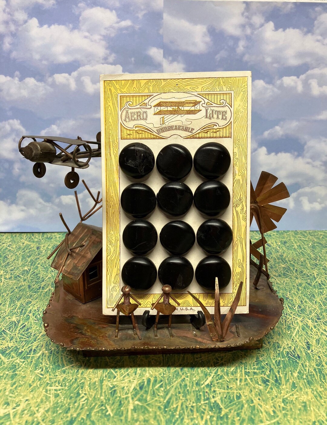 Vintage/ Antique aero Lite Unbreakable Button Card of 12 Large Black ...