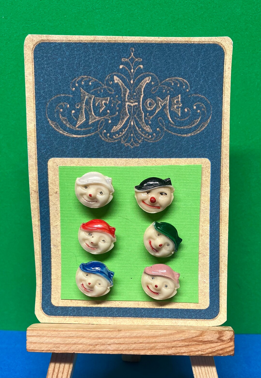1940s Realistic Six Adorable Pixie Boys Buttons Made of Glass and Each ...